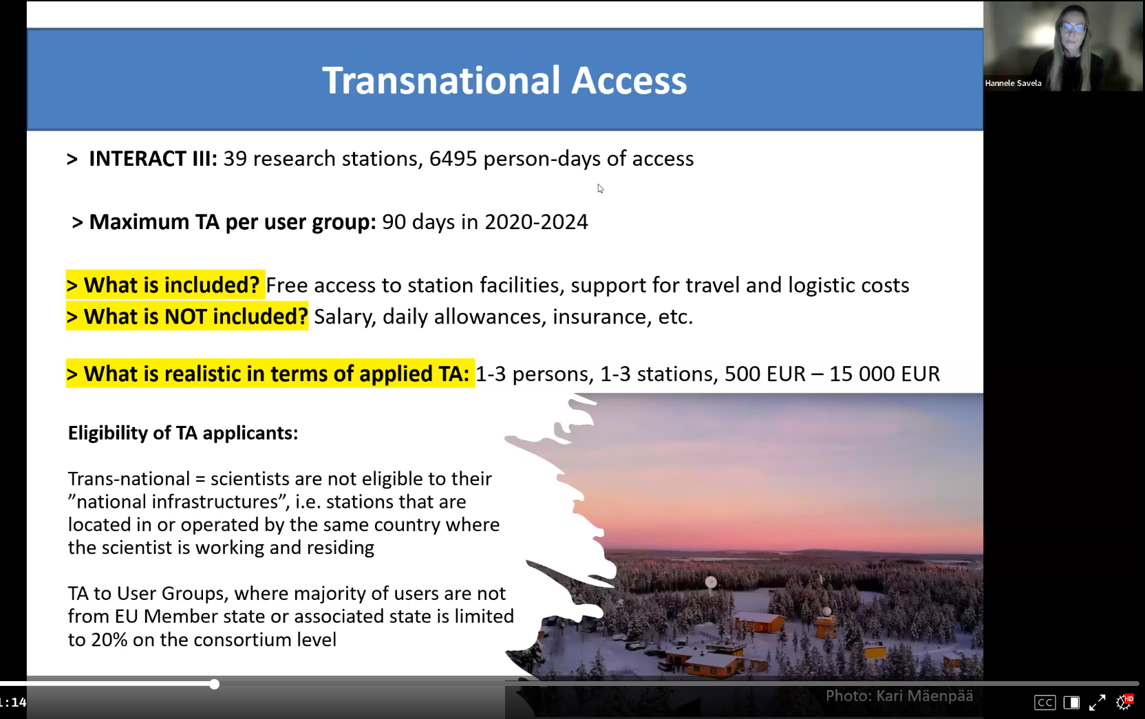 TA webinar available until call closes 15 December - INTERACT